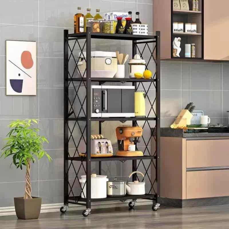 5 Tier Foldable And Movable Metallic Storage Rack - Luvly Household ...