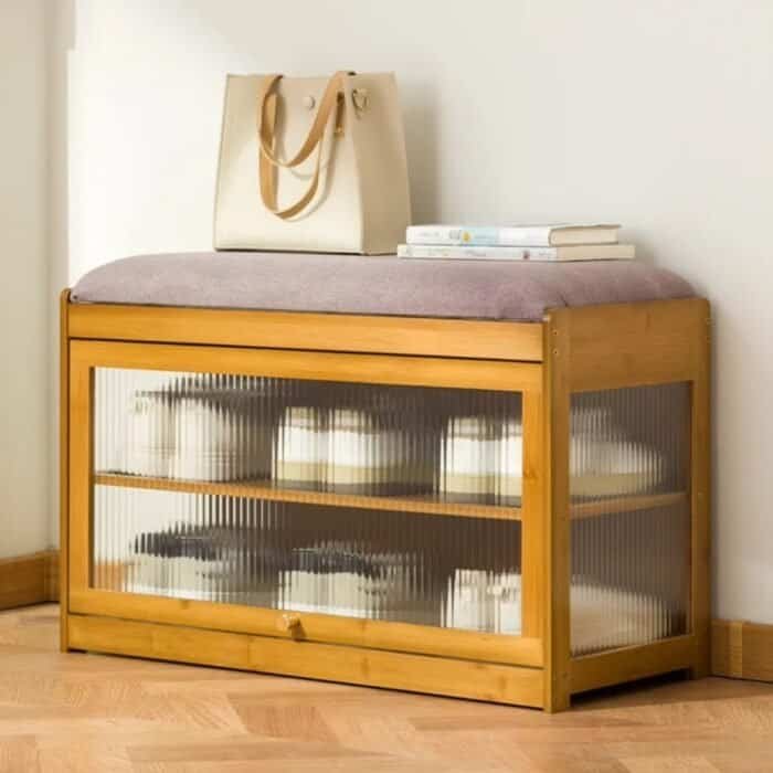 Wooden Stool With Shoe Cabinet - Luvly Household Collections