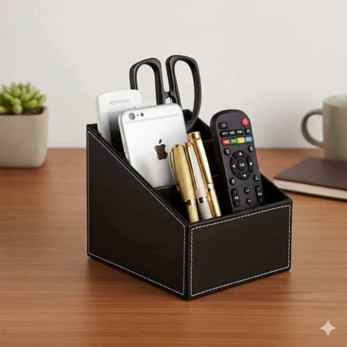 Multi Compartment Leather Desk Organizer - Luvly Household Collections